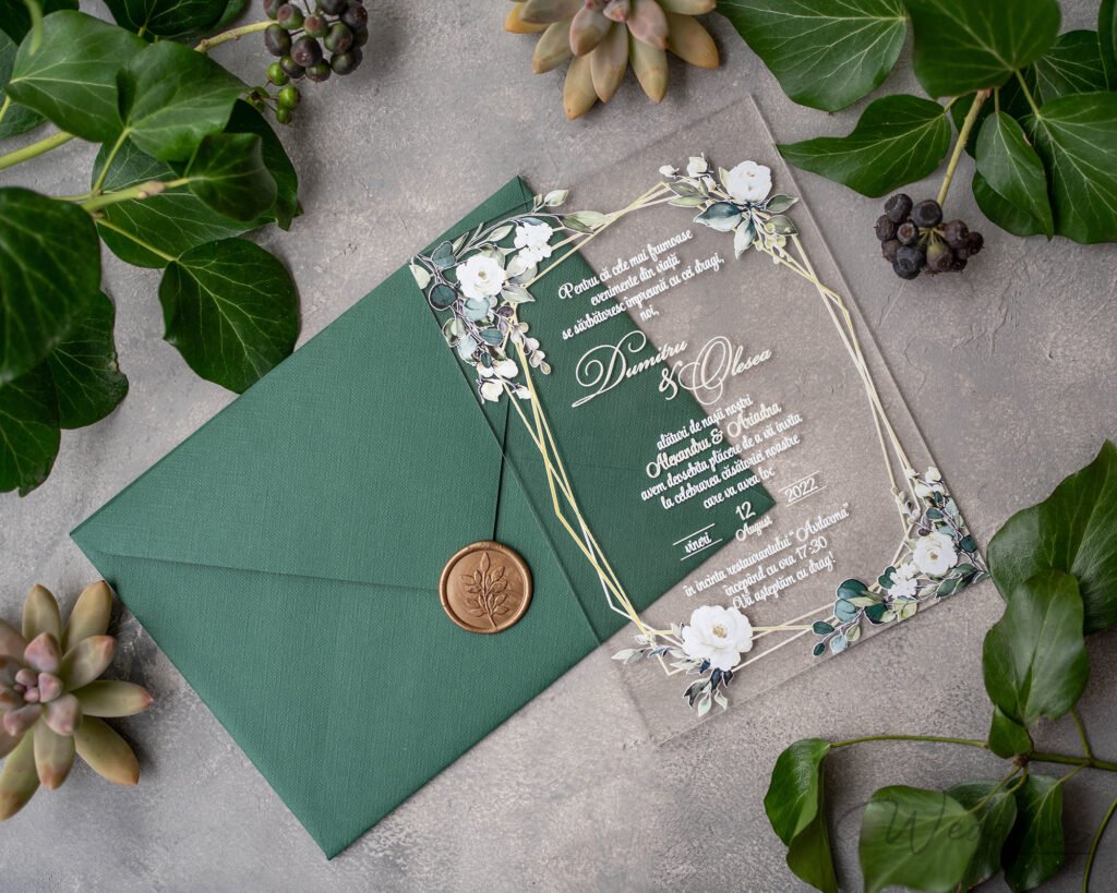 Acrylic Wedding Invitation with Greenery Design – Personalise Your ...